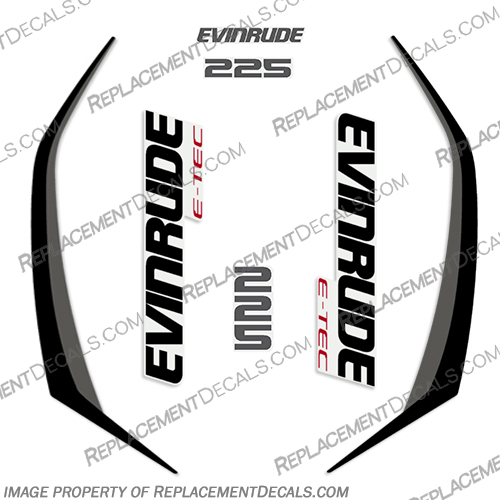 Evinrude 225hp G2 E-Tec Decal Kit (Black/Dark Grey)
