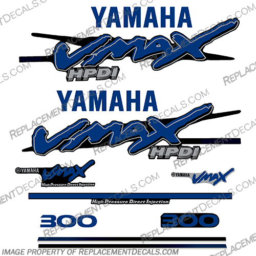 Yamaha 300hp Dark Blue Vmax Outboard Decals 1998-2004